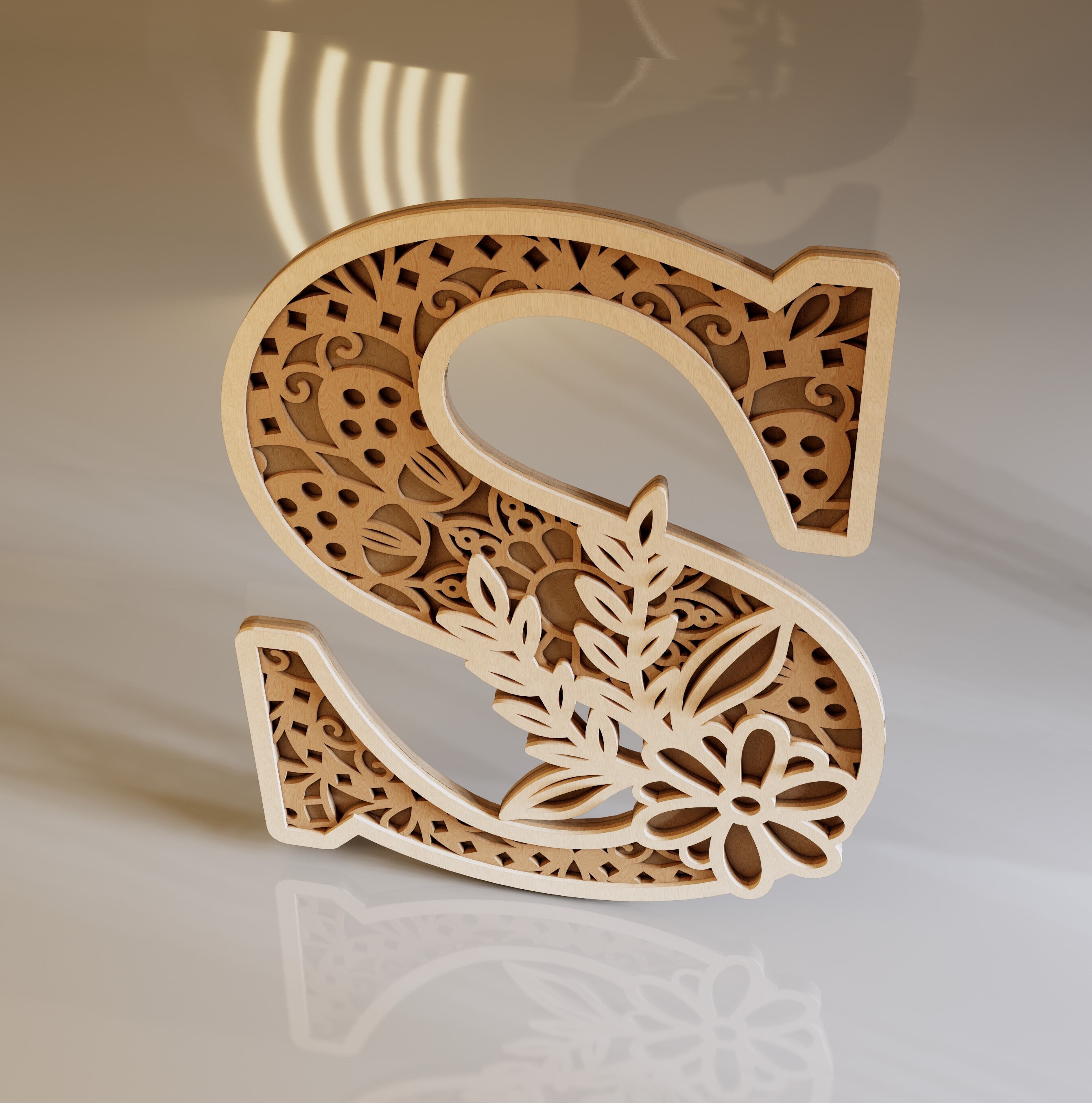 Letter S Sign, Layered Monogram, Laser Cut Alphabet SVG, Digital ...