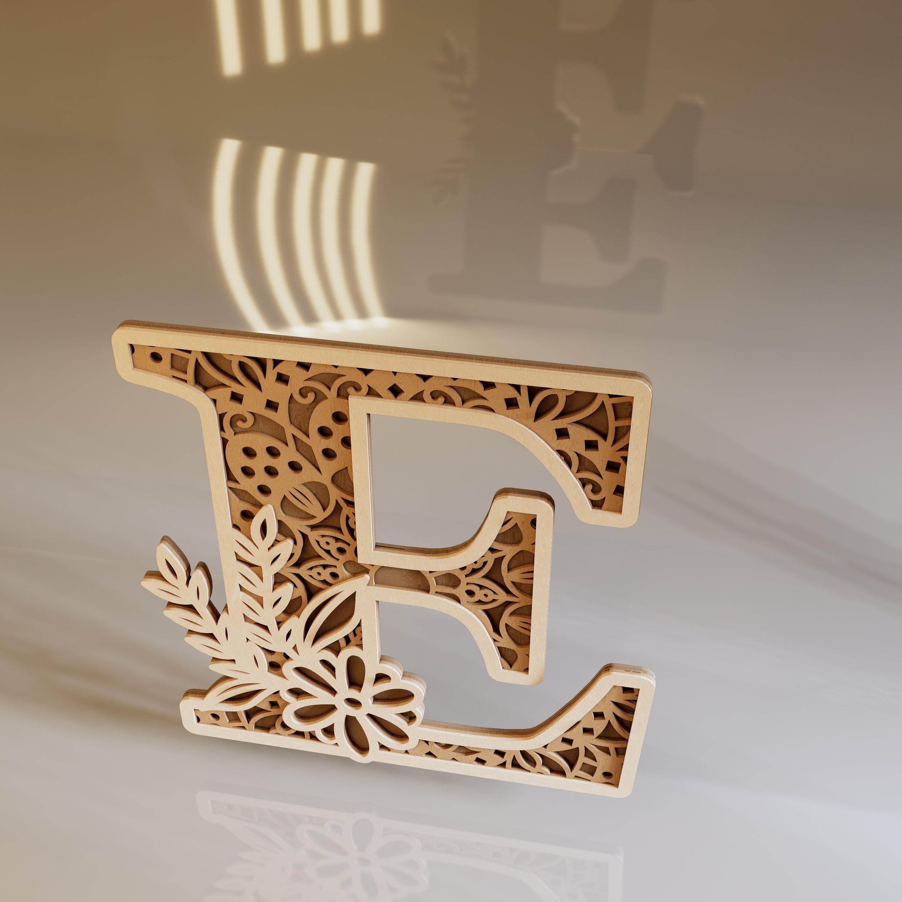 Letter E, Layered SVG for Cricut, Laser Cut Initials, Botanical ...