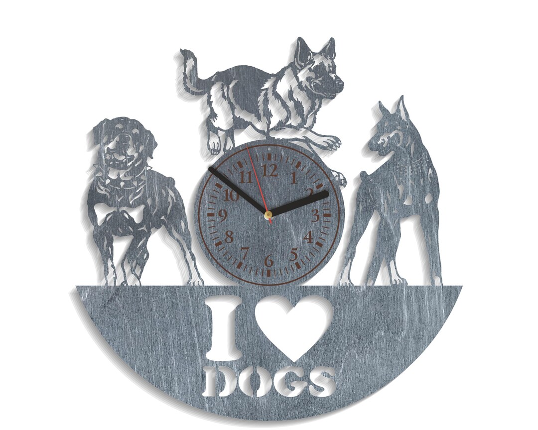 I Love Dogs SVG, Animal Clock, Wooden Laser Cutting, Cricut Crafts, CNC ...