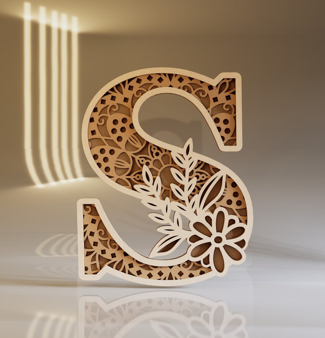 Letter S Sign, Layered Monogram, Laser Cut Alphabet SVG, Digital ...