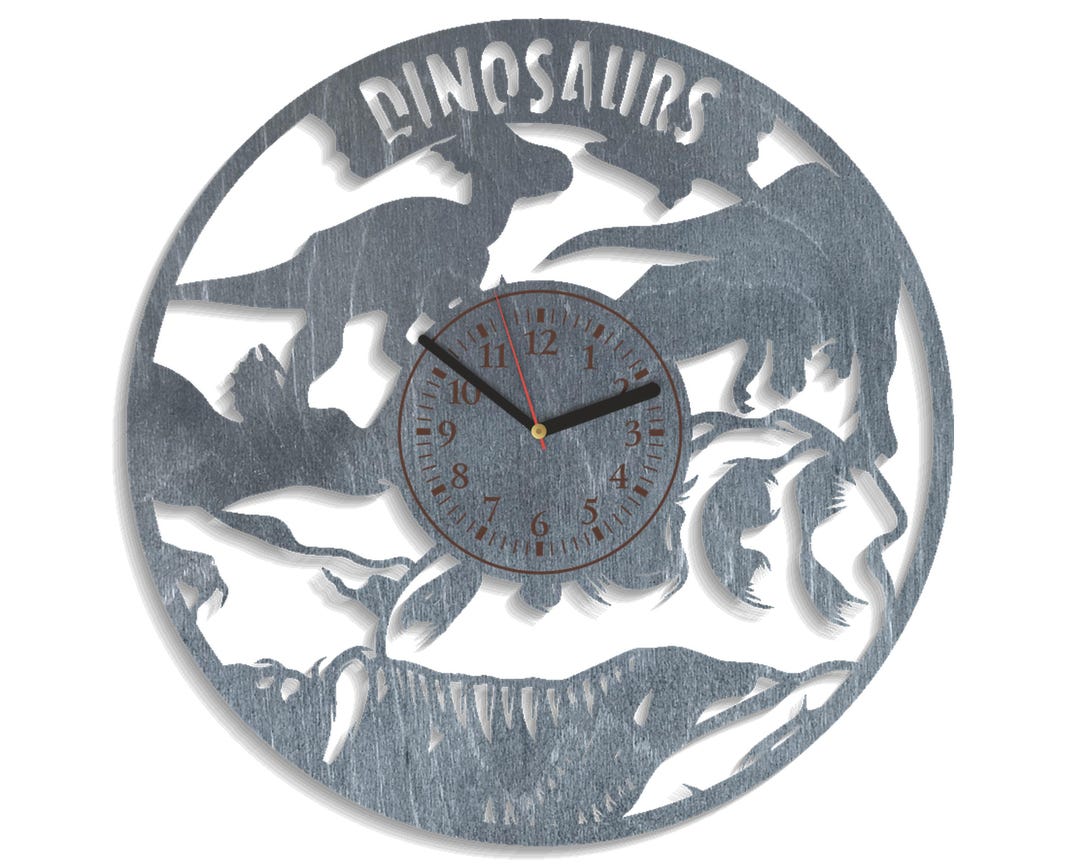 Dinosaurs SVG, Jurrassic World Art, Laser Cut Template, Clock Design ...