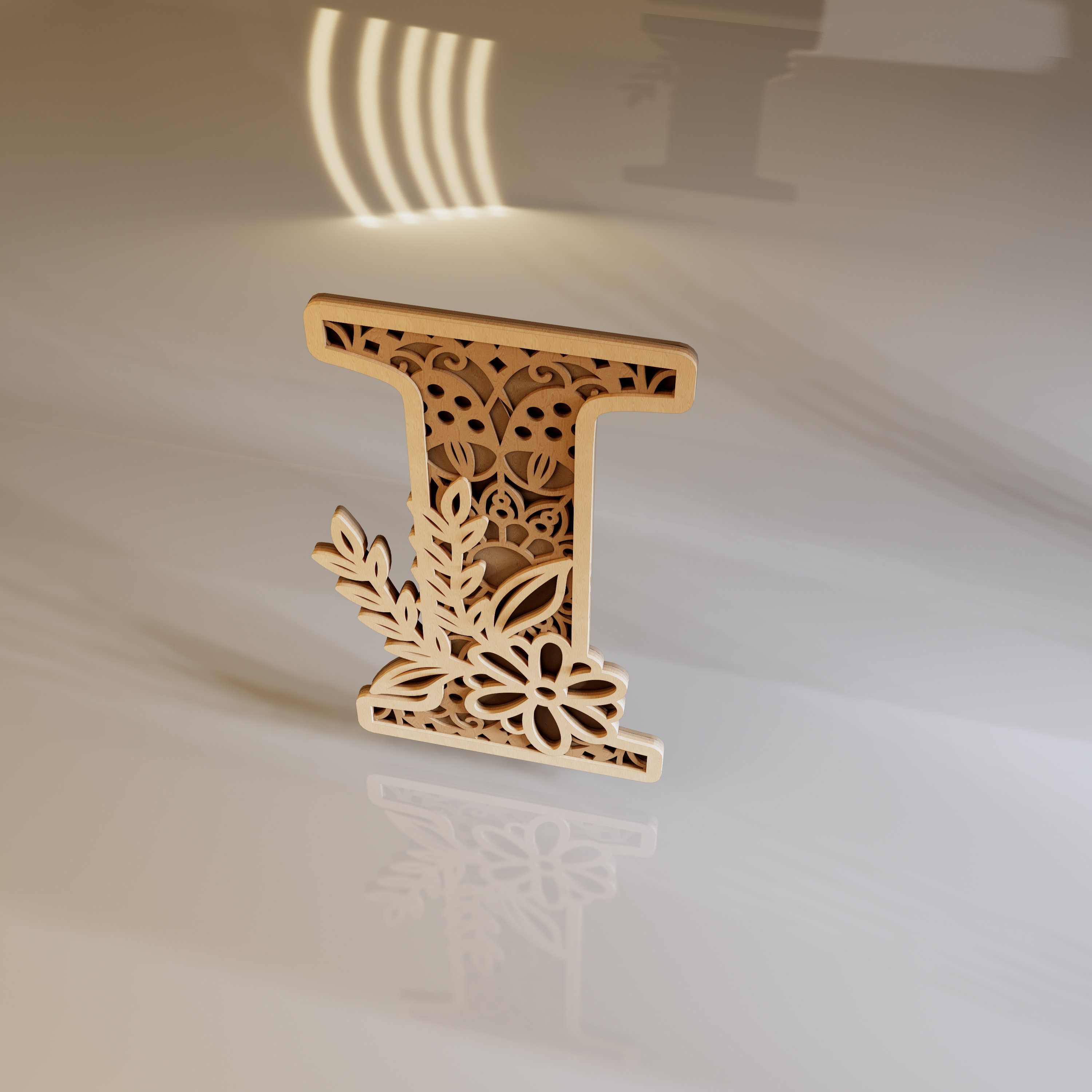 Letter I Decor, Flower Alphabet SVG, Monogram PNG, Laser Cut Initials ...