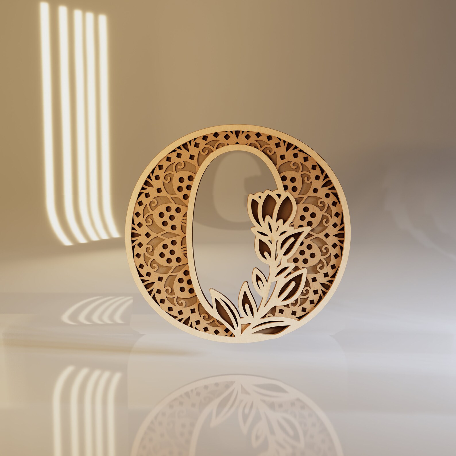 Letter O Flower, Alphabet SVG File, Layered Wood Design, Laser Cutting ...