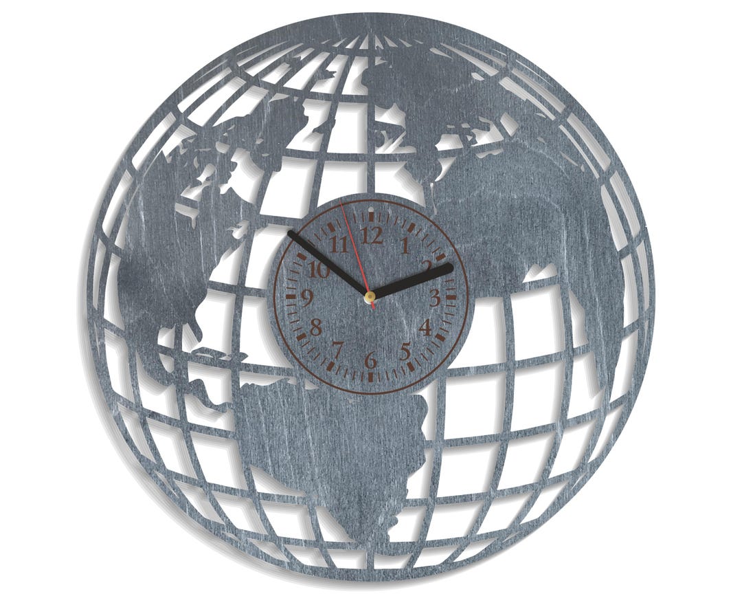 World Clock SVG, Globe Silhouette, Earth Vector, Laser Cutting Crafts ...