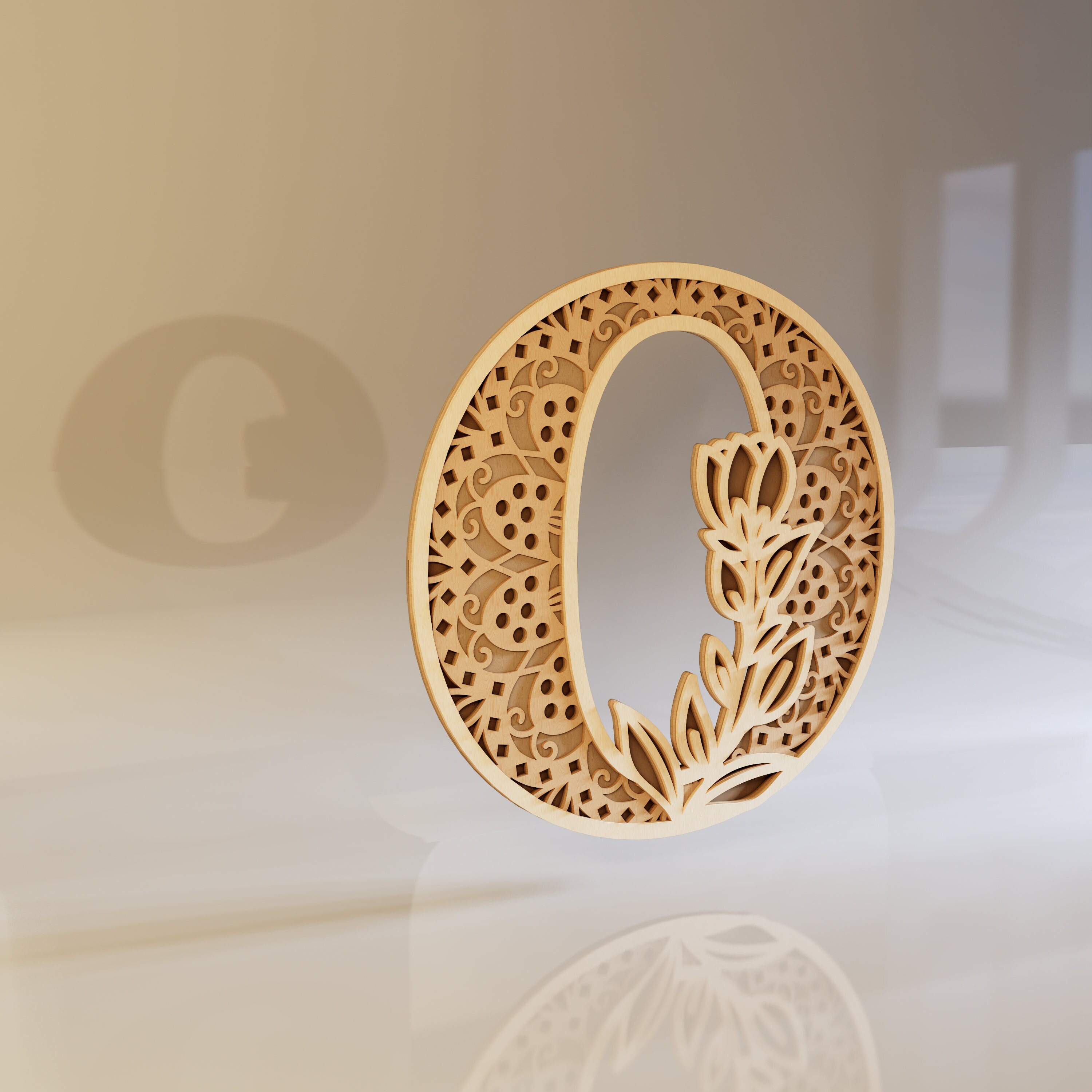 Letter O Flower, Alphabet SVG File, Layered Wood Design, Laser Cutting ...