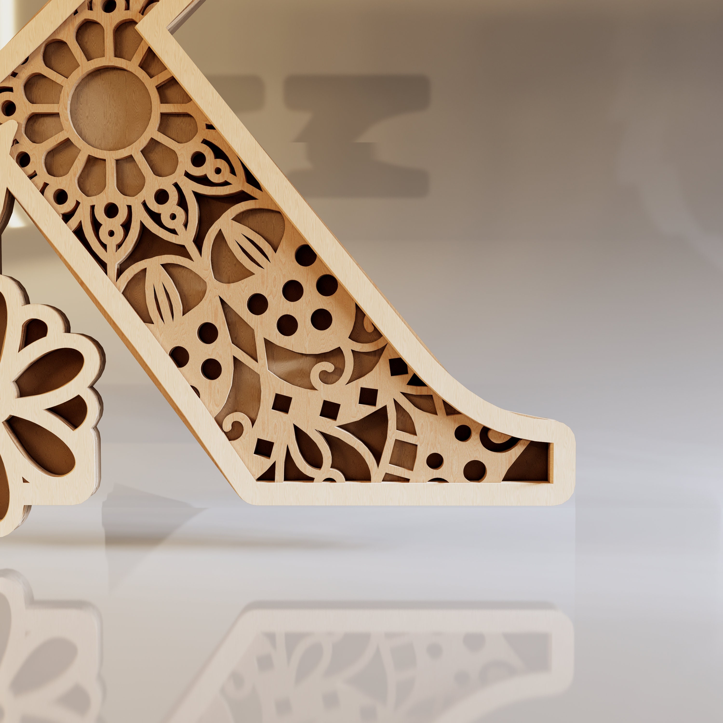 Letter K SVG, Laser Cut Monogram, Multilayer SVG, Floral Initials, Wood ...