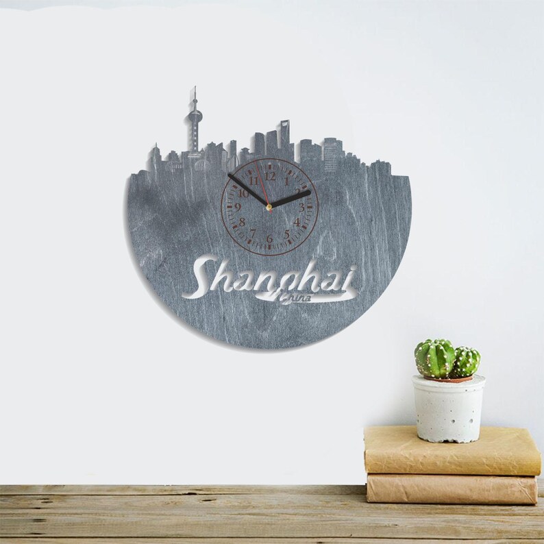 Shanghai Skyline, China SVG, Clock Cutout, Plywood Laser Cutting ...