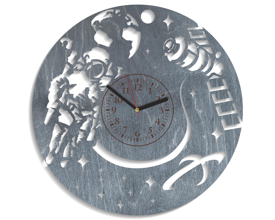 Astronaut SVG, Space Clock Laser File, Earth Silhouette, Satellite Art ...