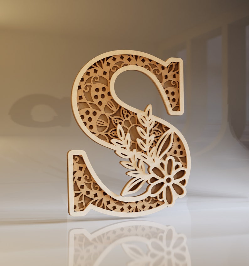Letter S Sign, Layered Monogram, Laser Cut Alphabet SVG, Digital ...