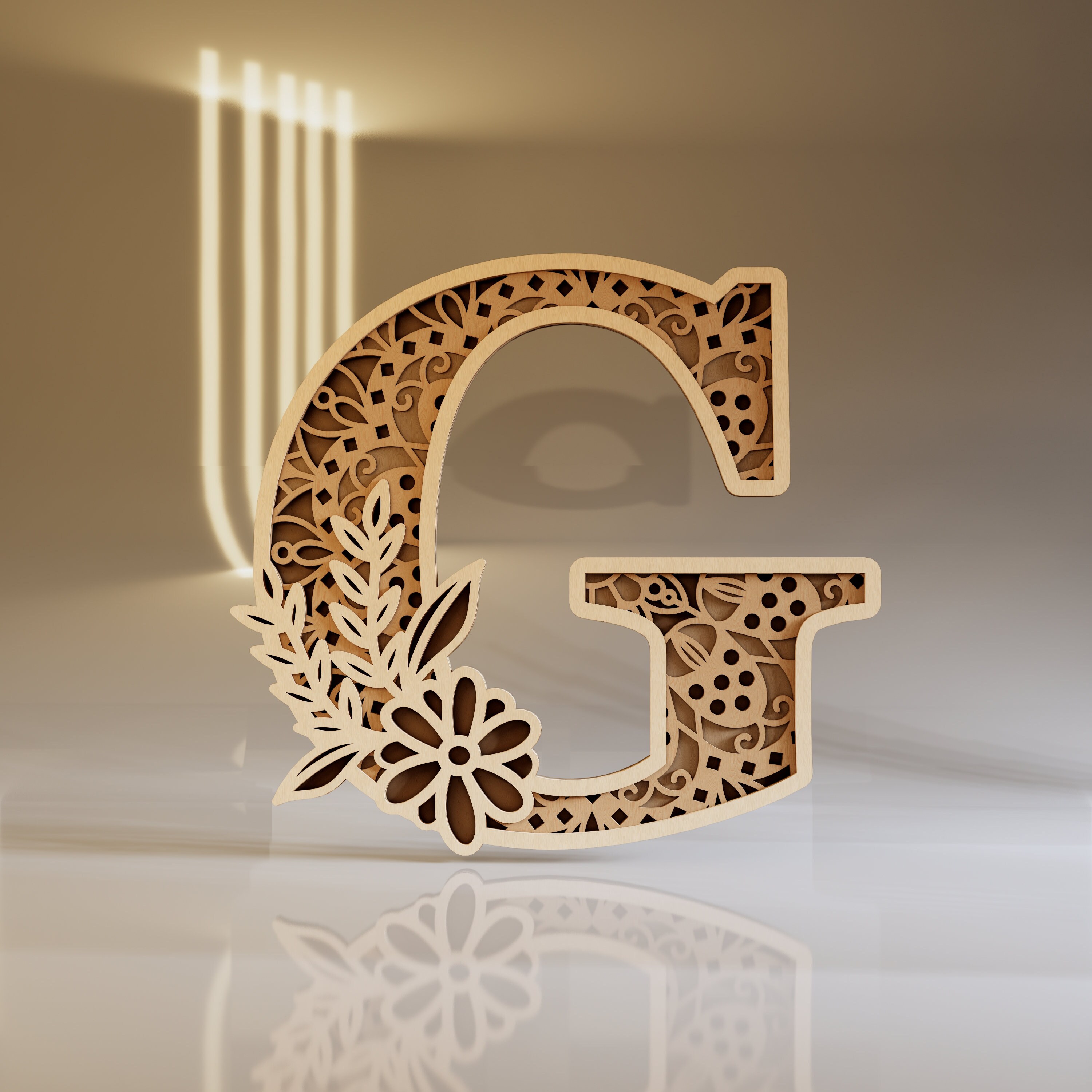 Letter G SVG, Layered Wood Cutout, Alphabet Laser File, Cricut Cutting ...