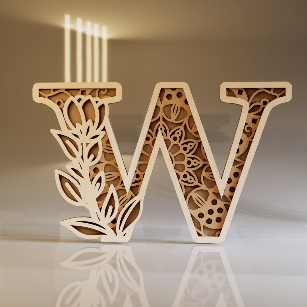 Letter W SVG, Wooden Alphabet, 3D Layered Cricut Cutting File, Laser ...