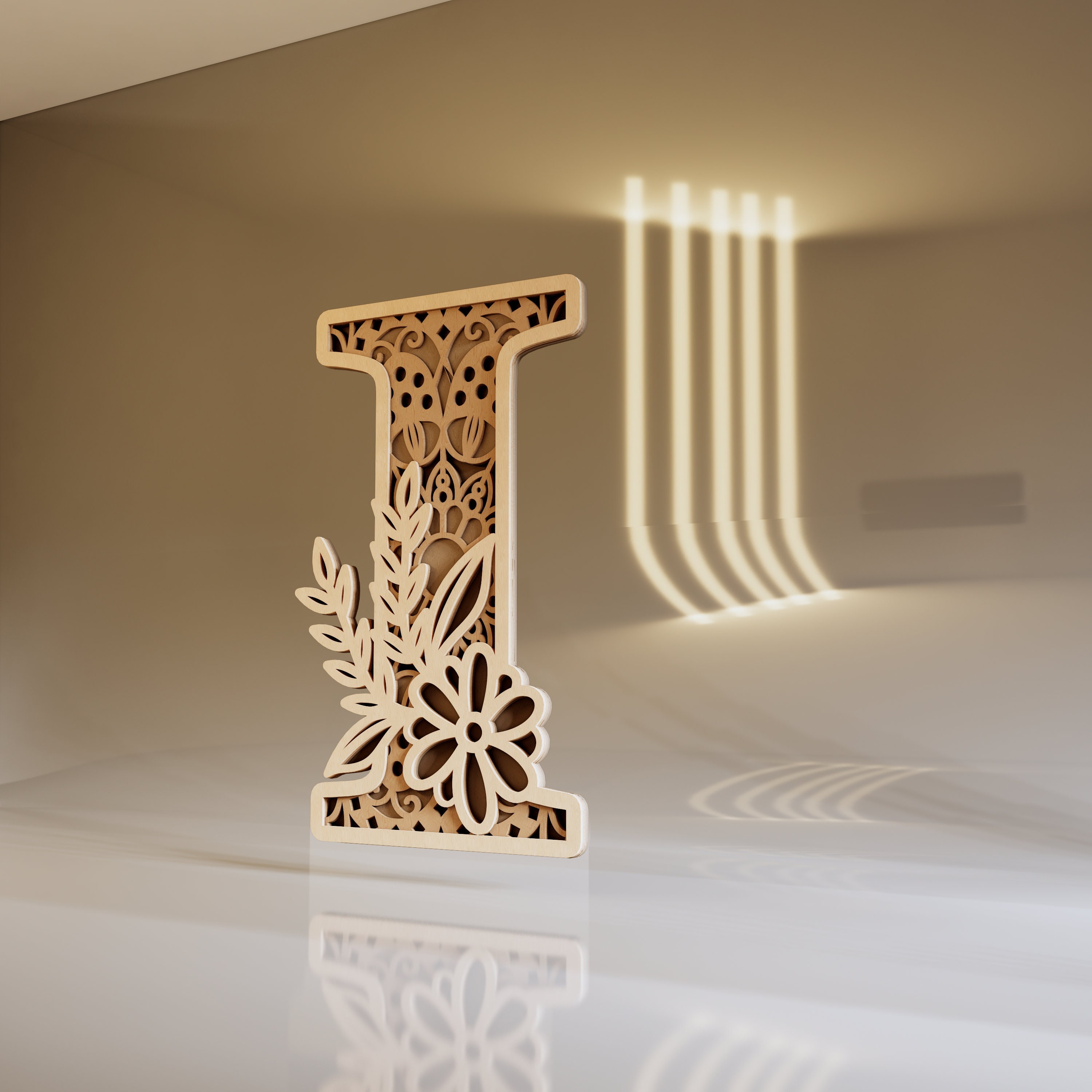 Letter I Decor, Flower Alphabet SVG, Monogram PNG, Laser Cut Initials ...