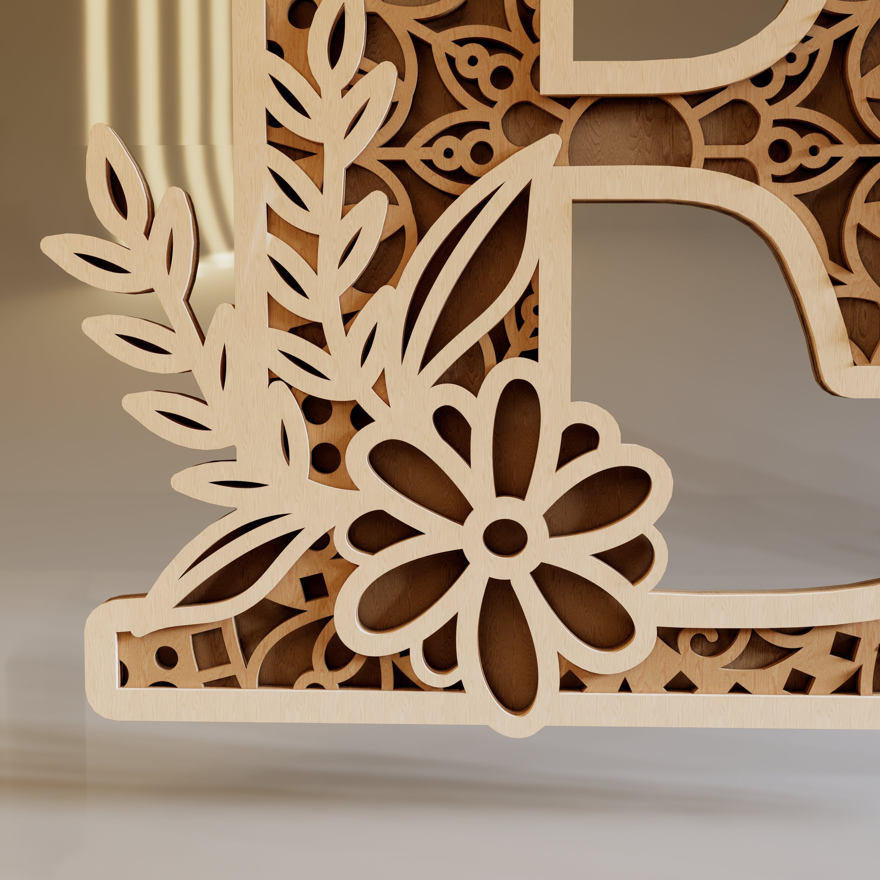 Letter E, Layered SVG for Cricut, Laser Cut Initials, Botanical ...
