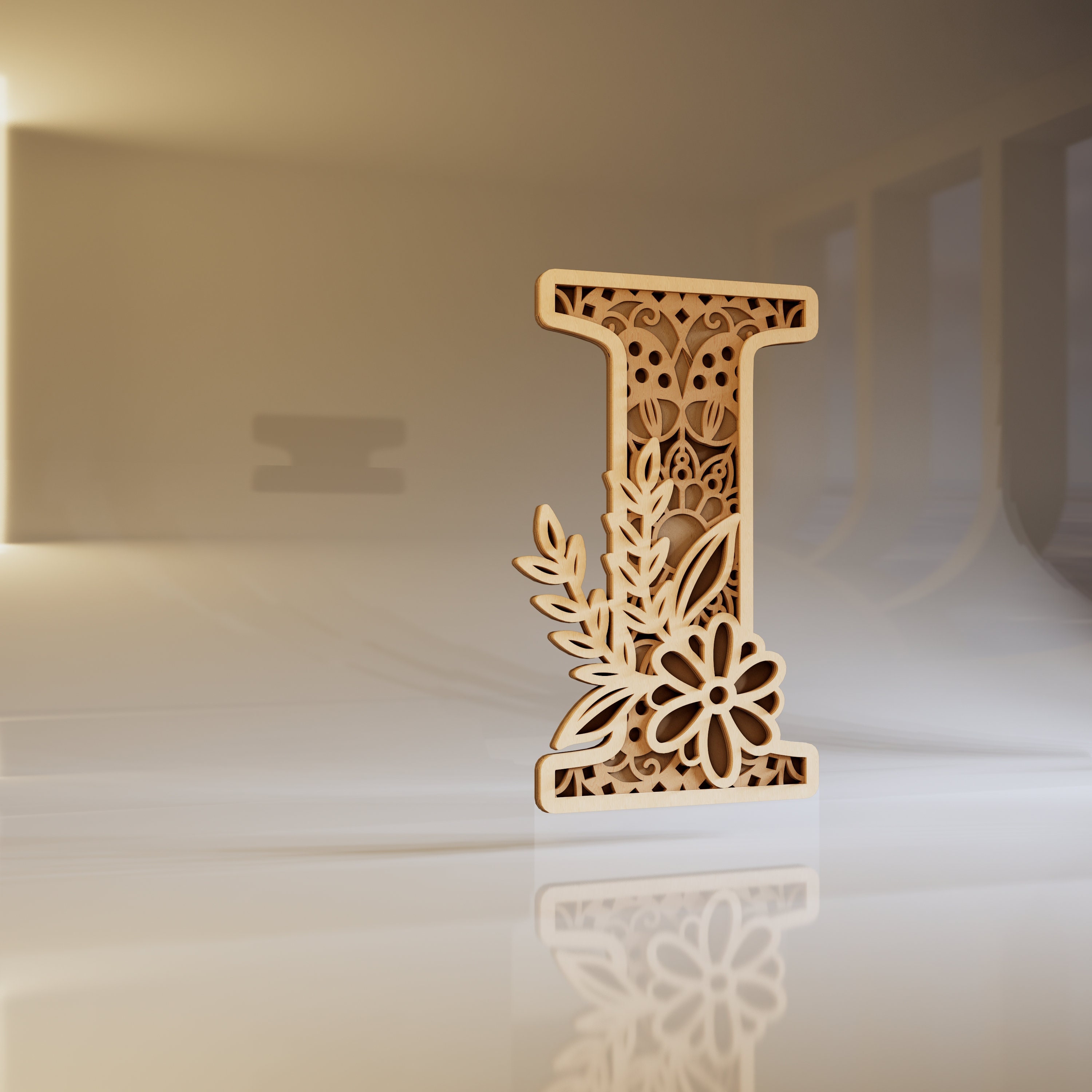 Letter I Decor, Flower Alphabet SVG, Monogram PNG, Laser Cut Initials ...