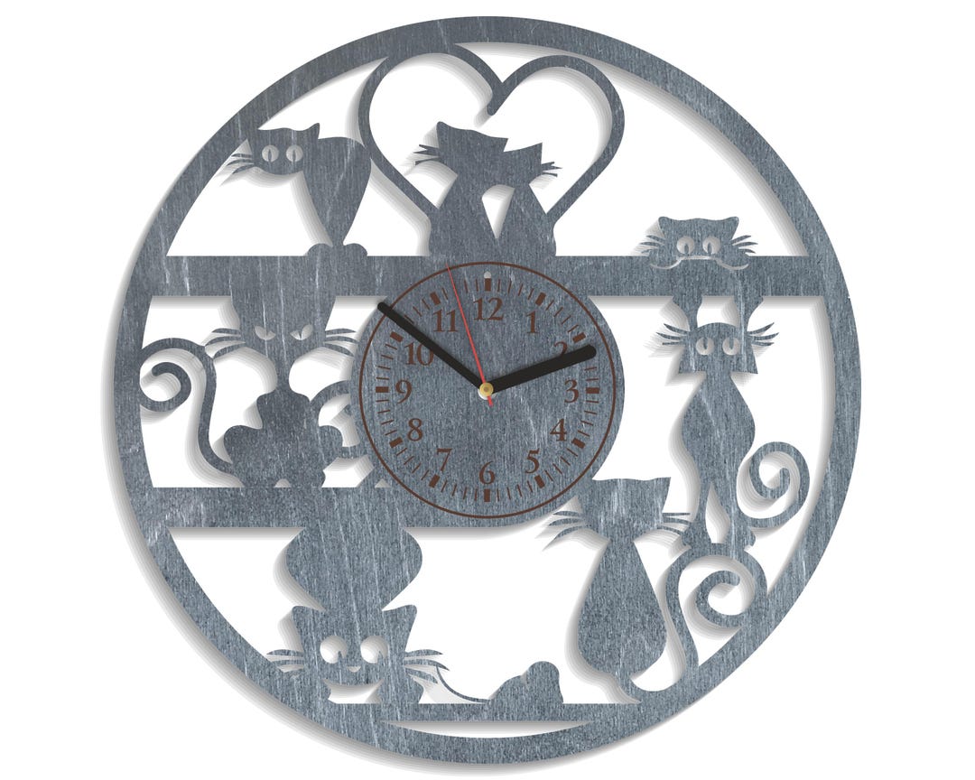 Cartoon Cats SVG, Laser Cut Templates, Pet Clock, Cat Lover Design ...