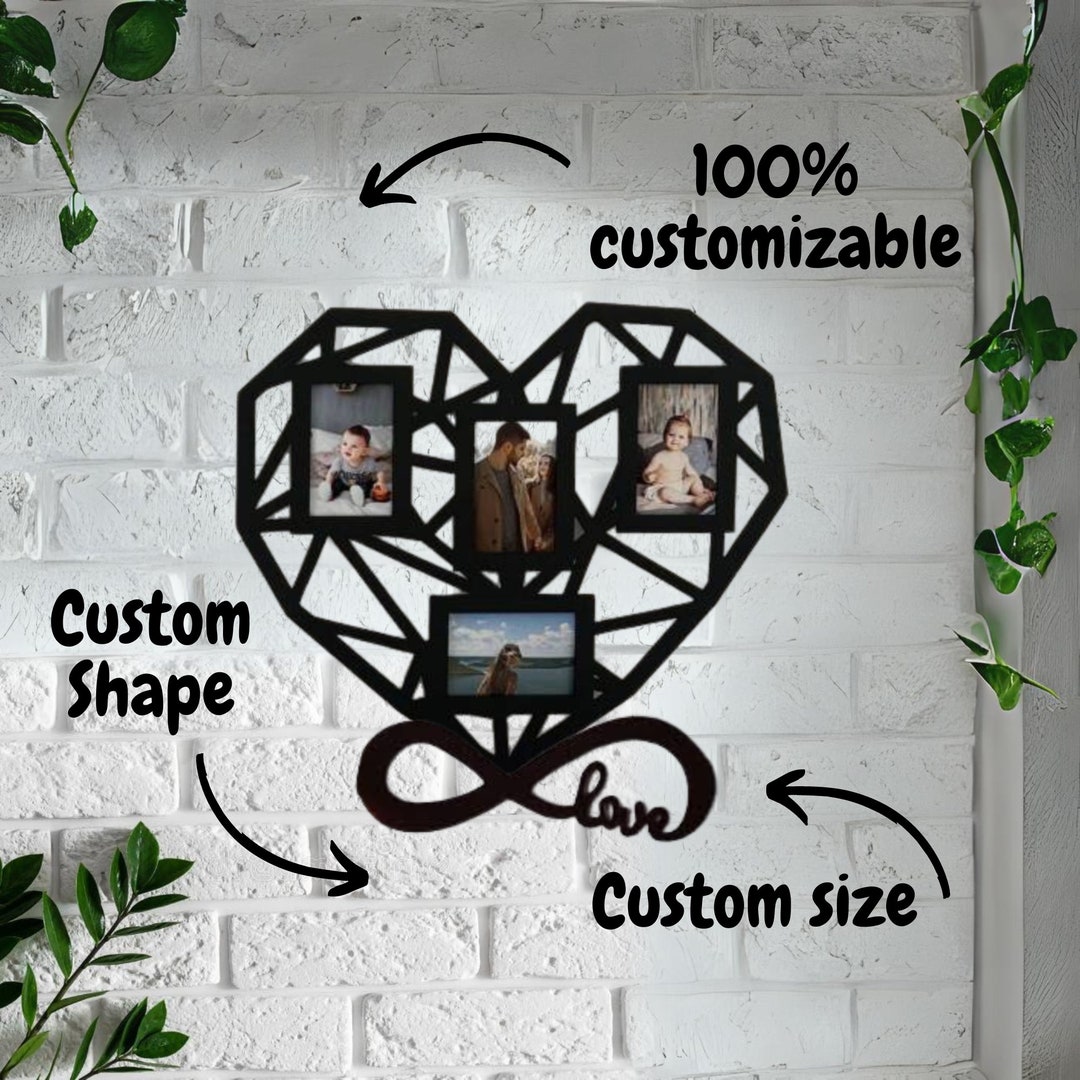 Heart & Infinity Metal Wall Frame Elegant Picture Holder, Romantic Home ...