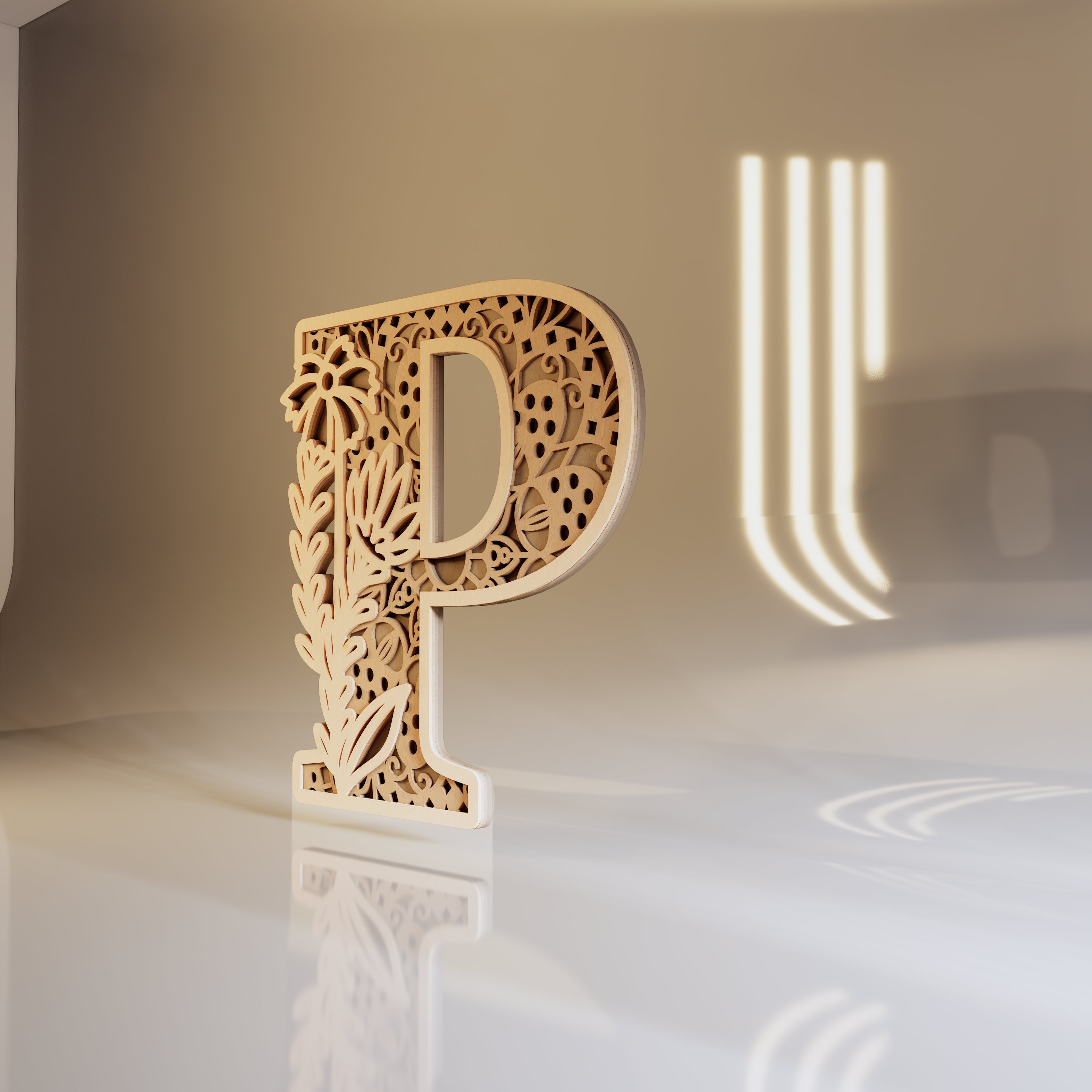 P Letter, Flower Alphabet SVG, Laser Cut Templates, Layered Monogram ...
