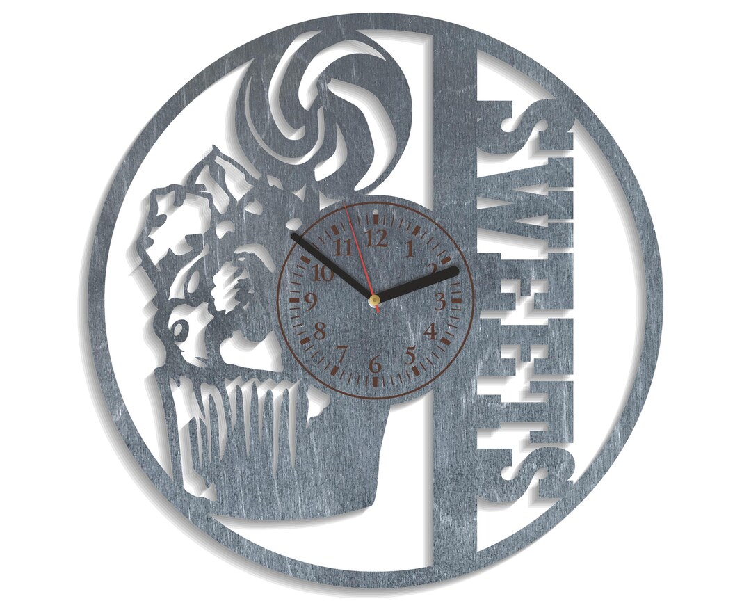 Sweets SVG, Laser Cut Wood Template, Cupcake Clock, Dessert Design ...
