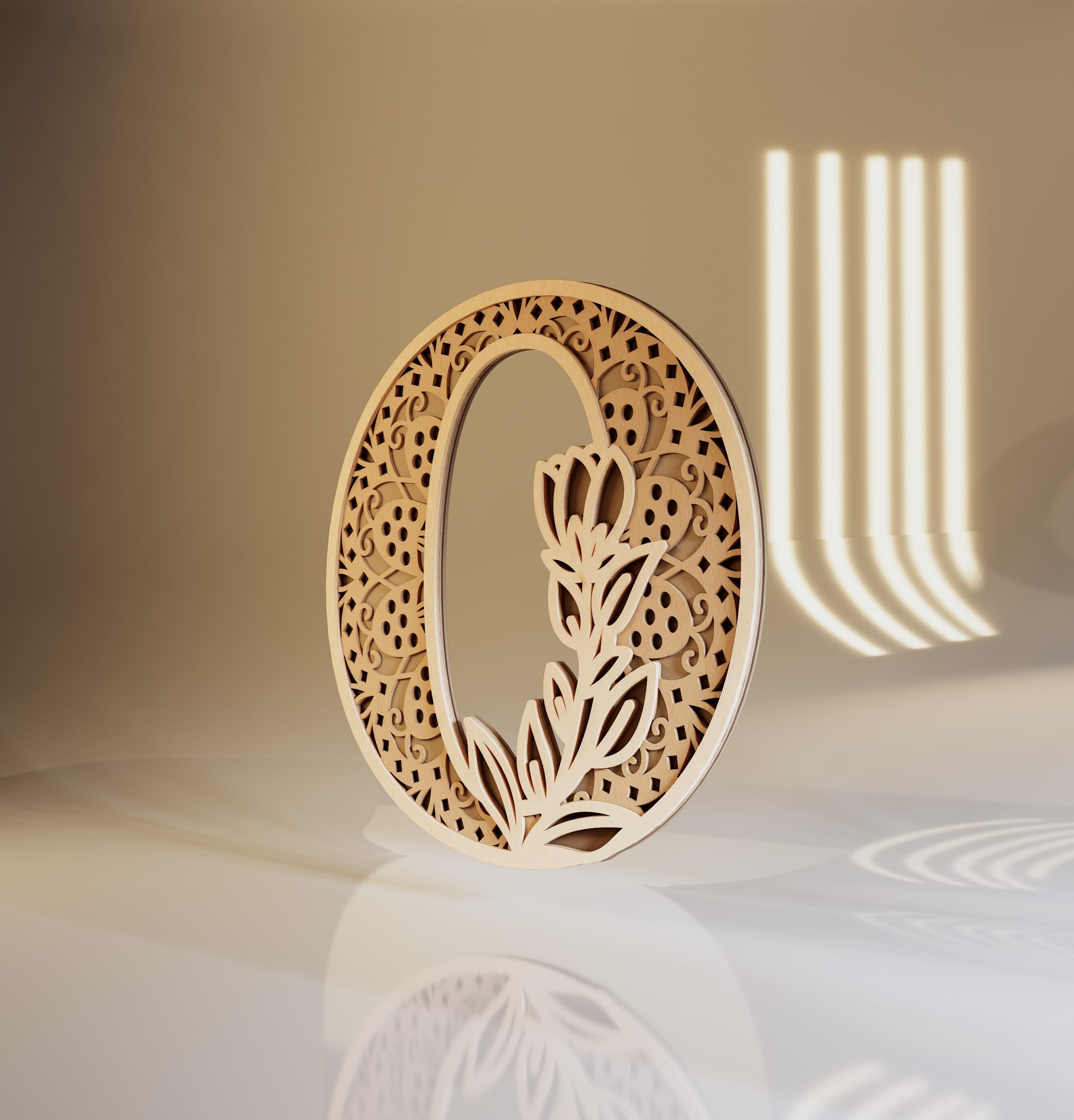 Letter O Flower, Alphabet SVG File, Layered Wood Design, Laser Cutting ...