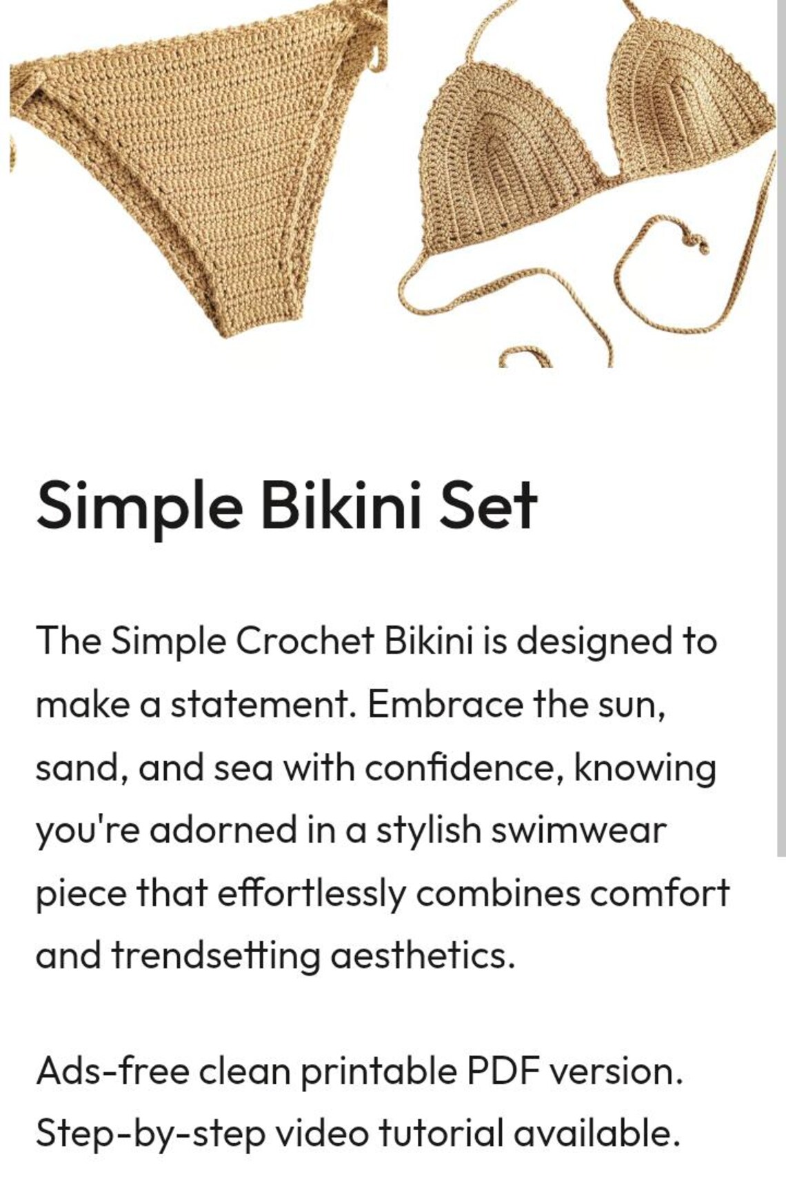 Simple Bikini Set Crochet Pattern for Summer, Festival, Beachwear - Etsy