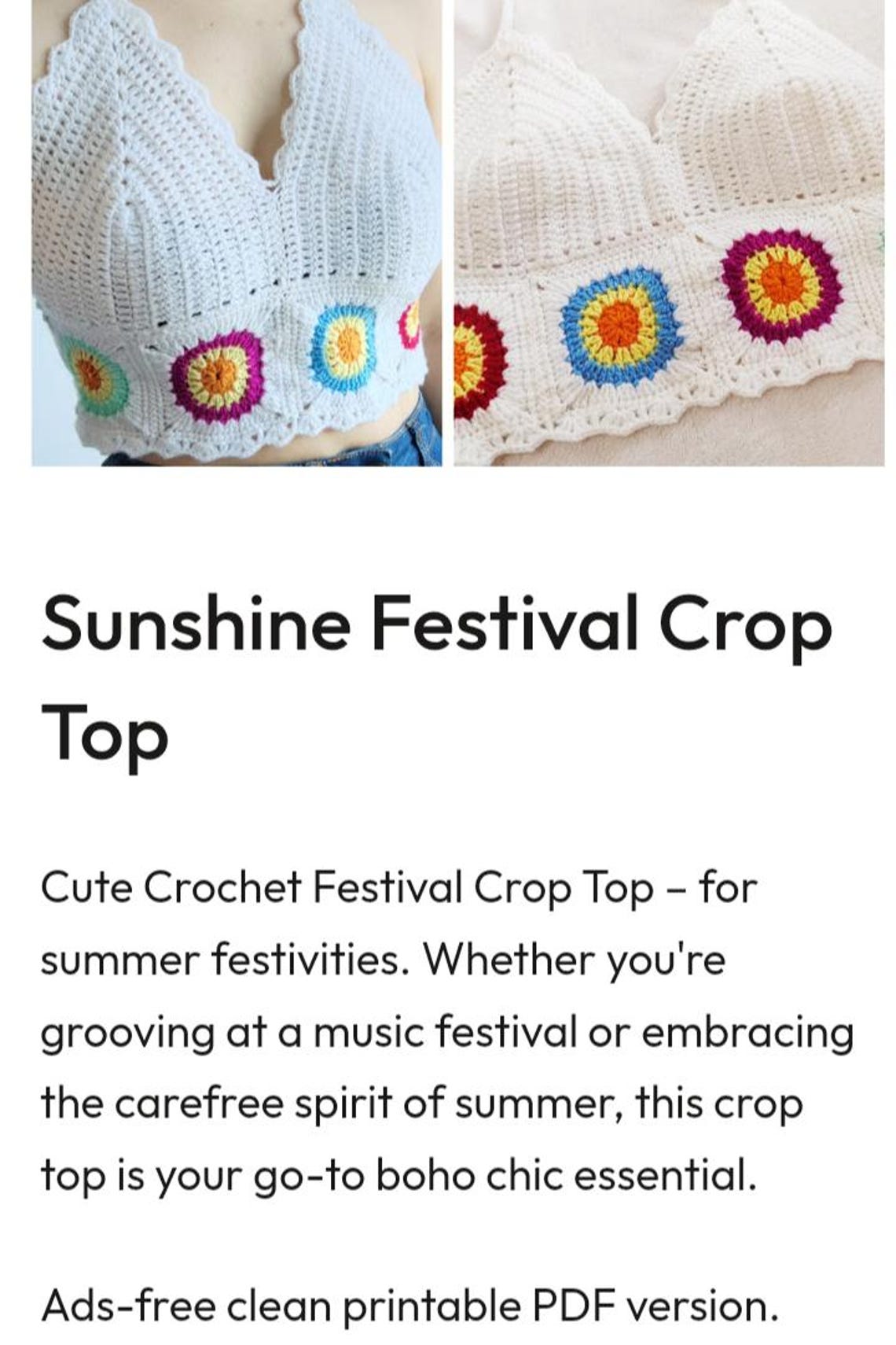 Sunshine Festival Crop Top for Summer, Spring, Festival, Beachwear - Etsy