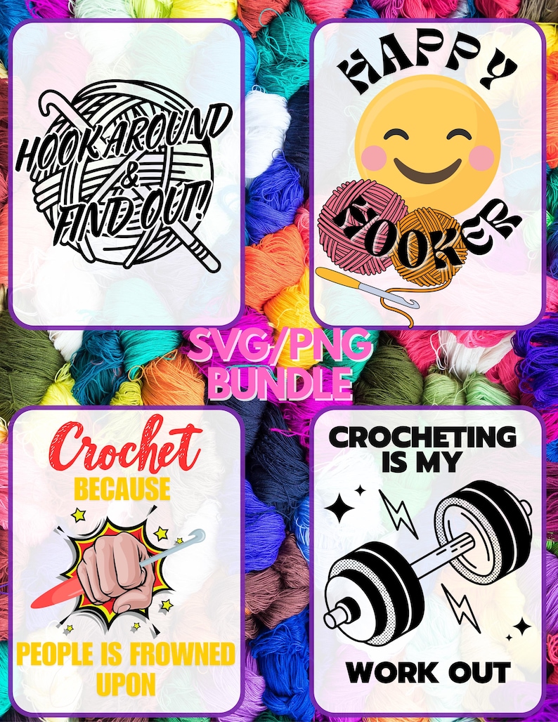 Crochet SVG PNG Bundle for Circuit, Silhouette, Tshirt - Etsy