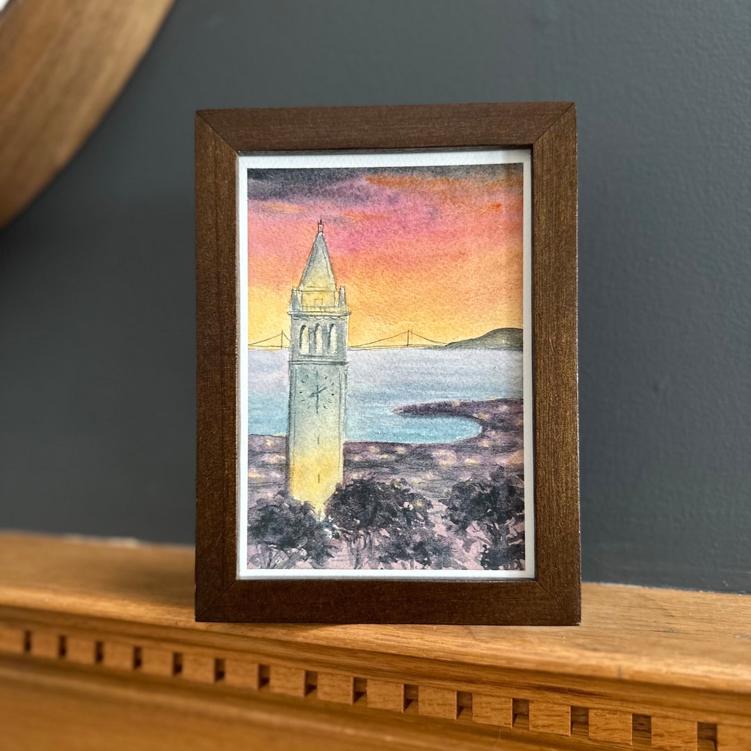 UC Berkeley Campanile at Sunset - Watercolor Painting - Postcard Print ...