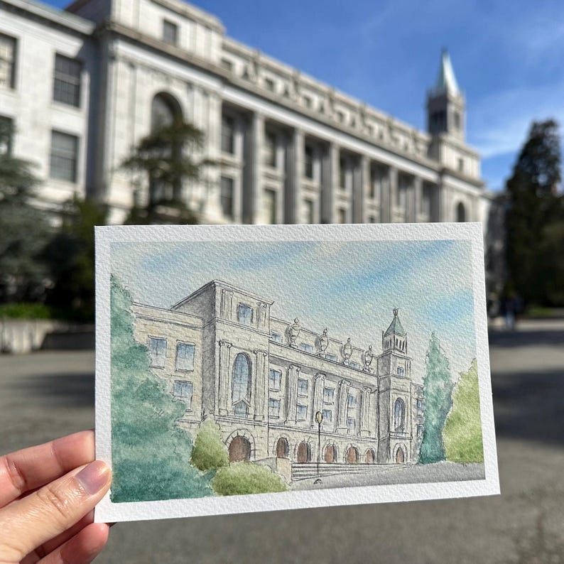 UC Berkeley Wheeler Hall - Watercolor Painting - 5x7 Print - Etsy