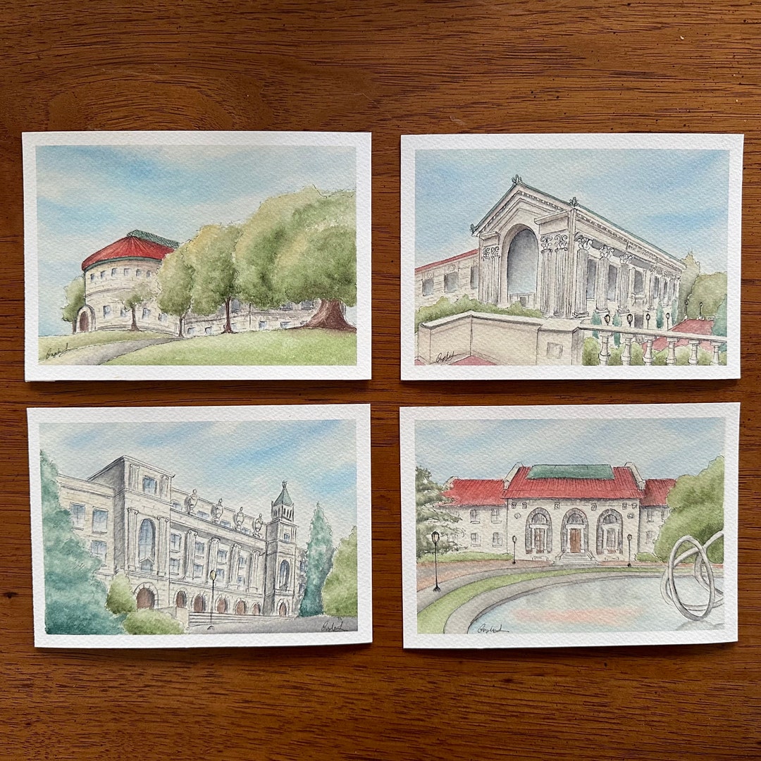 UC Berkeley Watercolor Prints - Set of 4 - Postcards - 5x7 Inches - Etsy
