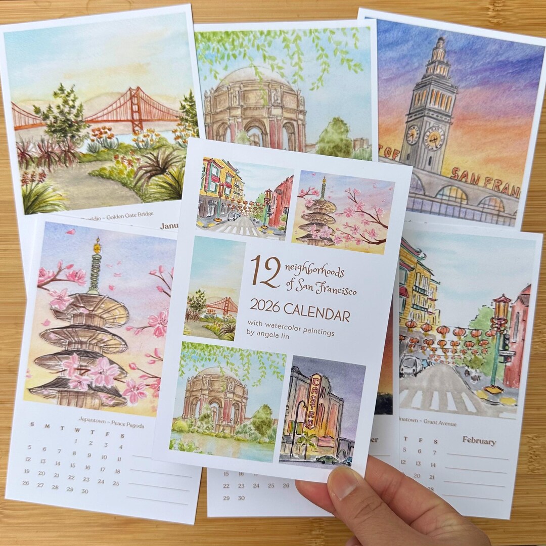 San Francisco Desk Calendar - 2026 - Watercolor Paintings - Etsy