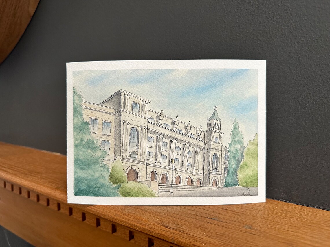 UC Berkeley Wheeler Hall - Watercolor Painting - 5x7 Print - Etsy