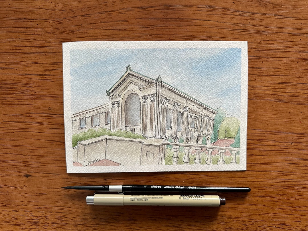 Doe Library Original Hand Painted Watercolor UC Berkeley 5x7 - Etsy