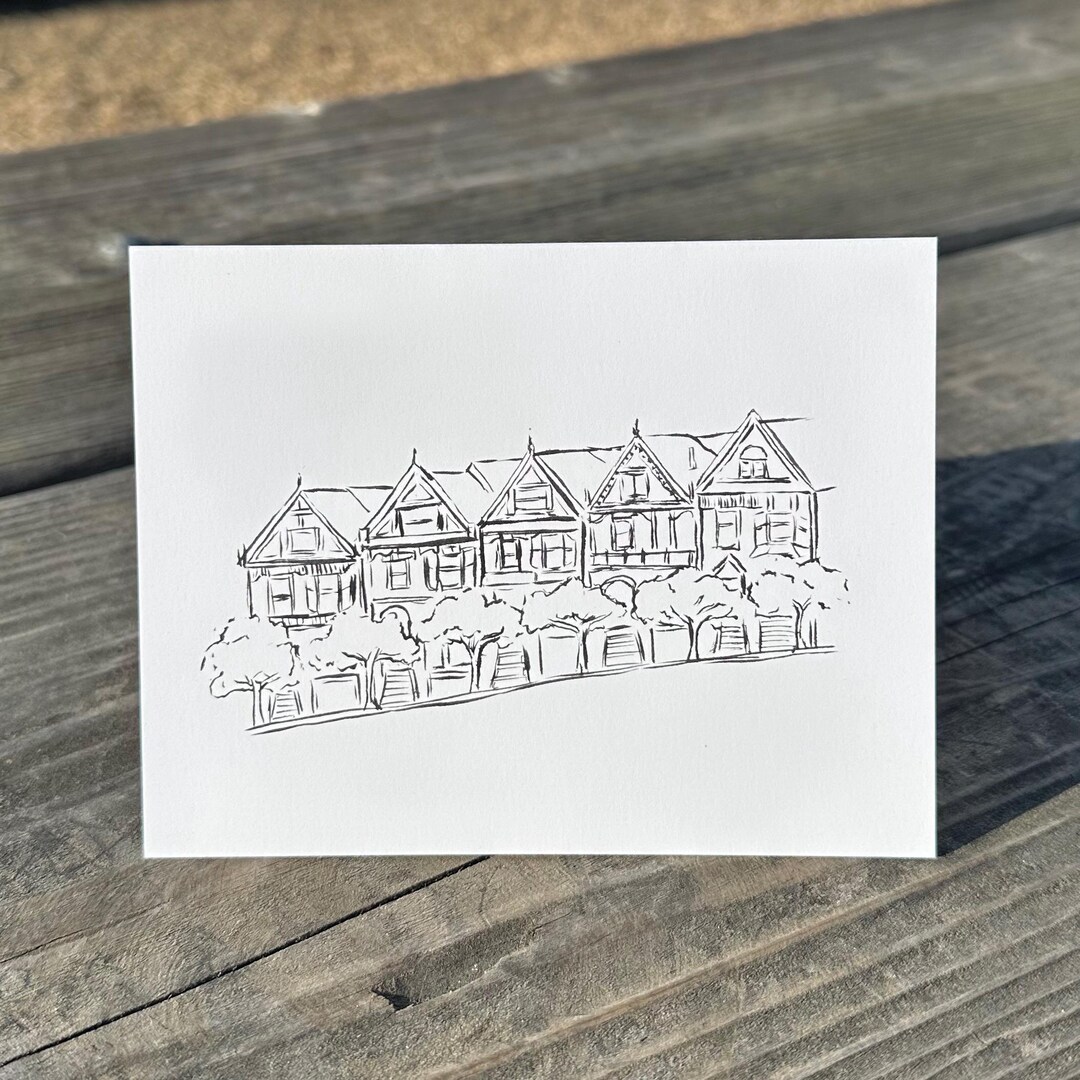 Painted Ladies Print - 5x7 Postcard - San Francisco, California ...