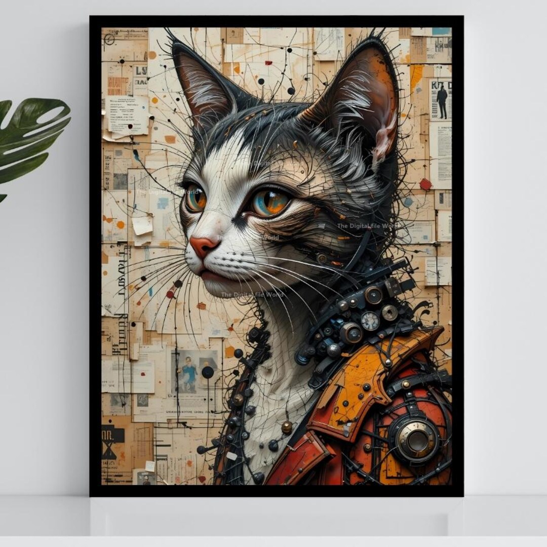 Modern Cat Portrait Digital Art-5,digital Download Wall Art,home Decor, Printable,cat Art Print ...