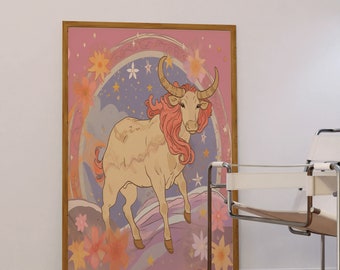 Zodiac Poster, Gift for Taurus, Taurus Poster, Taurus Decor, Zodiac ...