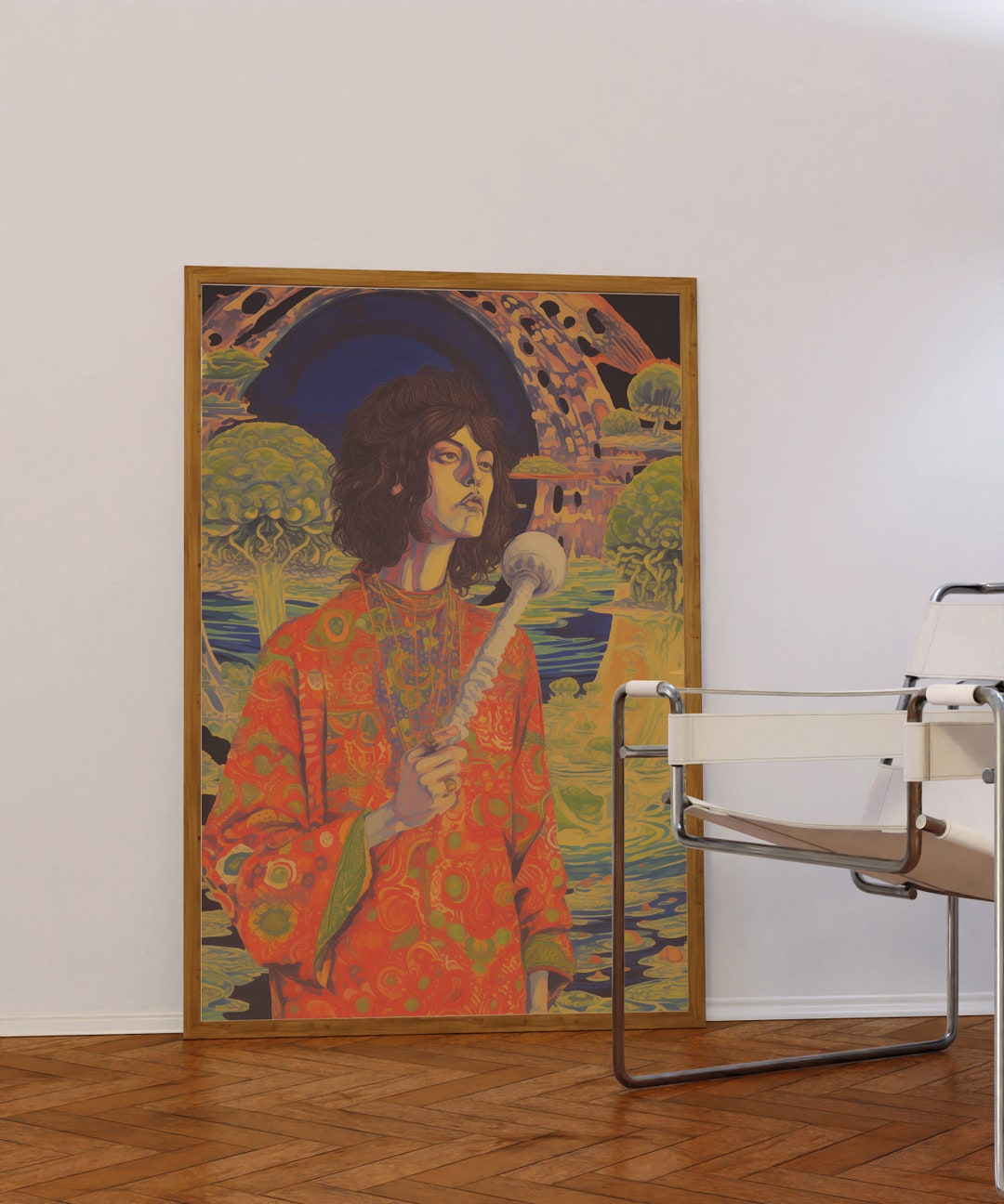 Hippie Vintage Poster, 70s Hippie Girl, Colorful Hippie Girl Wall Art ...