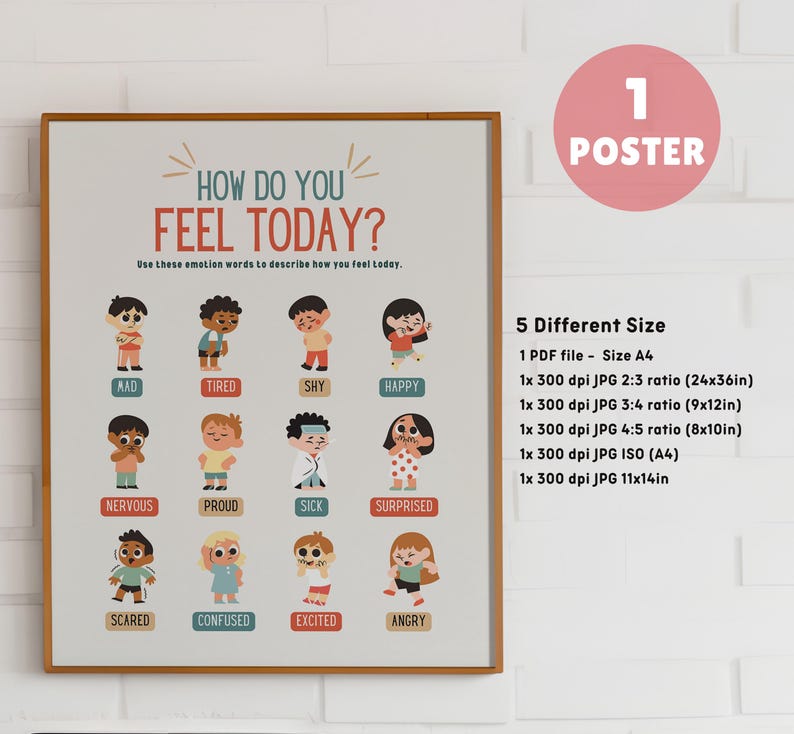 Feelings and Emotions Poster: Kids Social Emotional Learning (digital ...