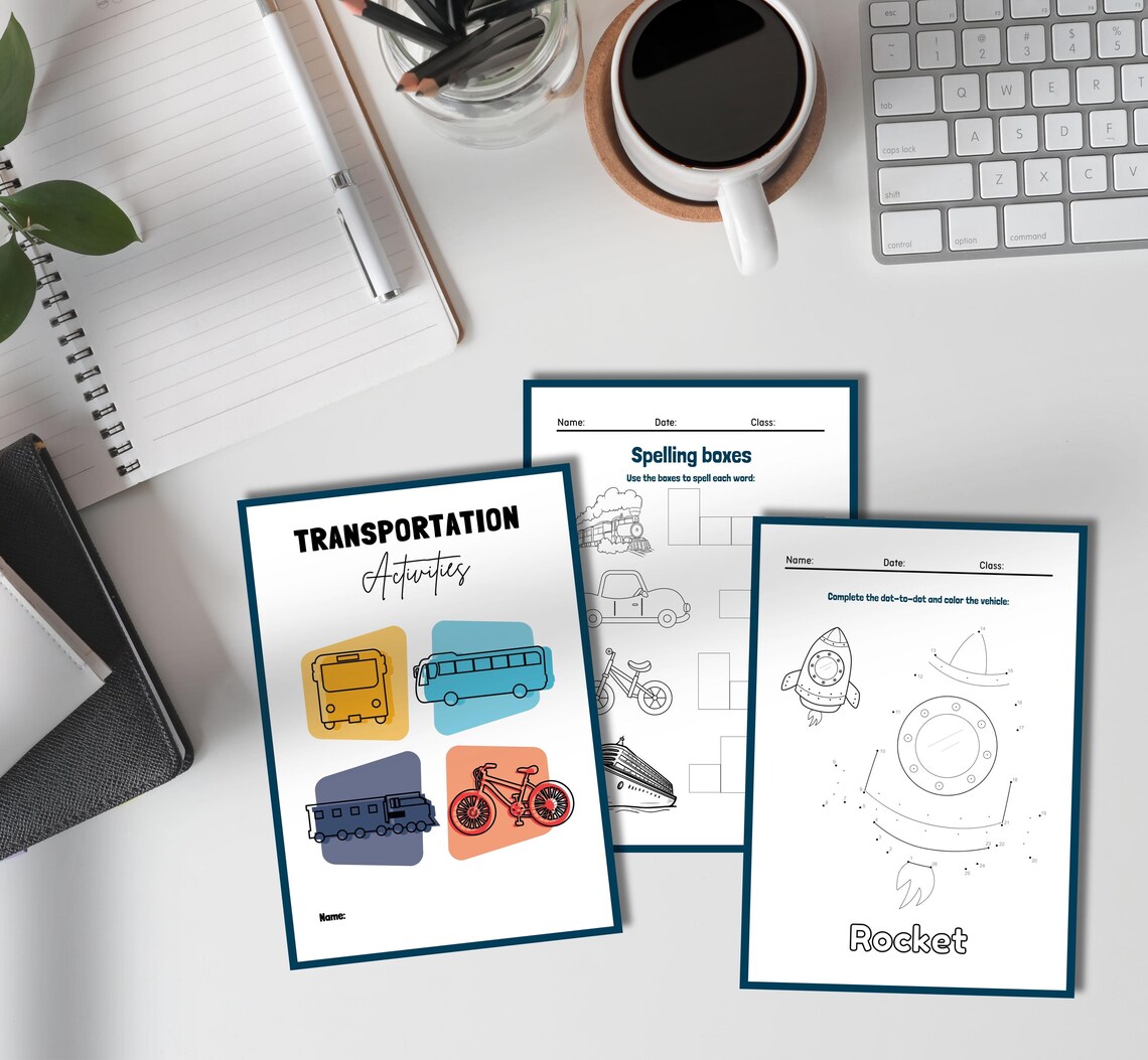 Transportation Poster: Vehicle Flashcards & Coloring Pages (digital ...
