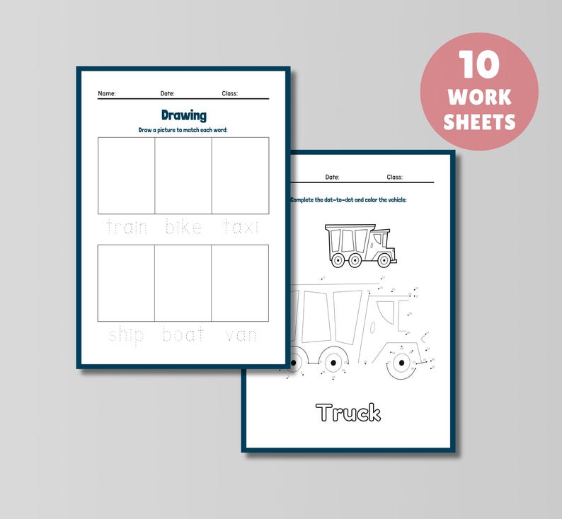 Transportation Poster: Vehicle Flashcards & Coloring Pages (digital ...