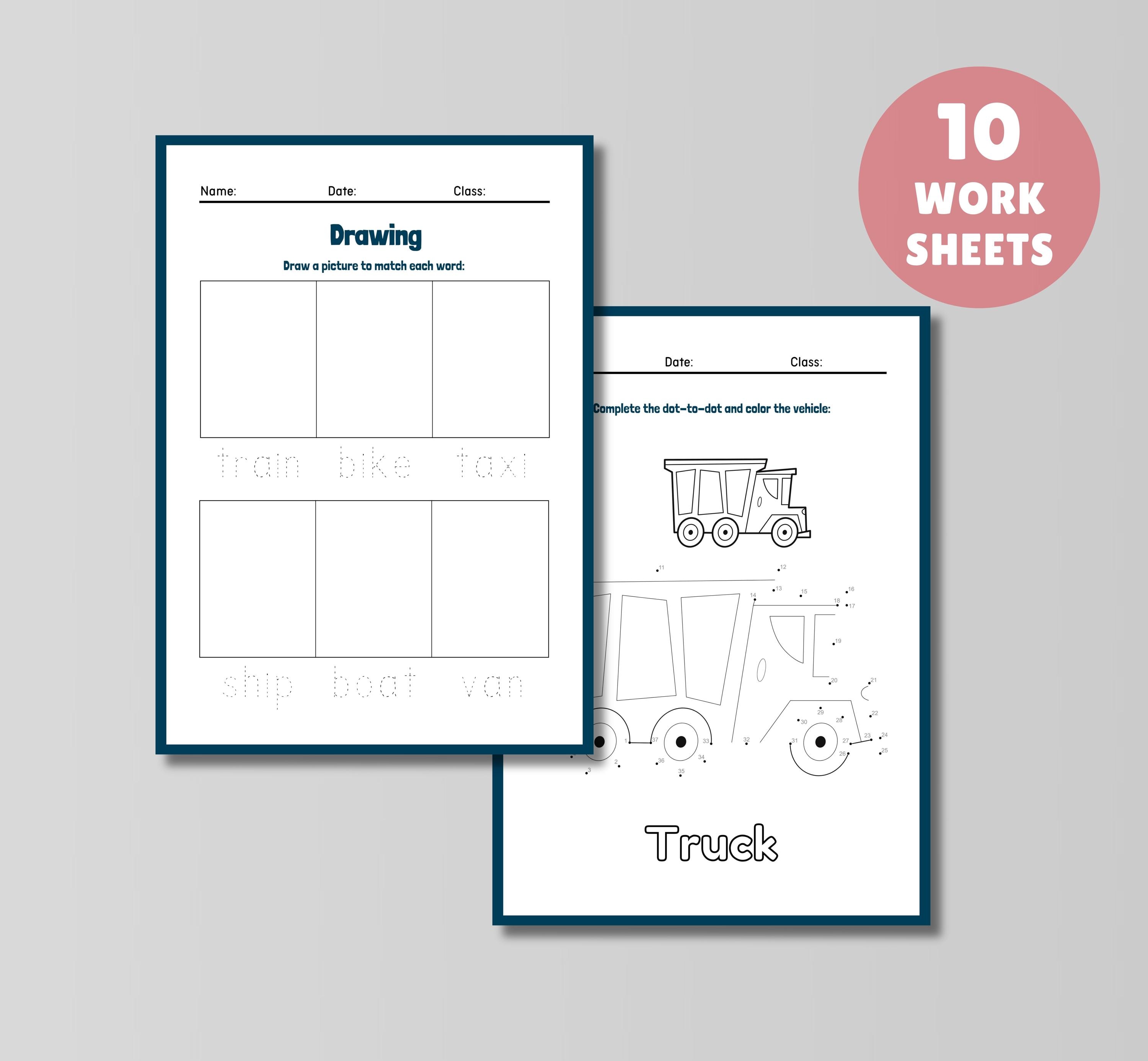 Transportation Poster: Vehicle Flashcards & Coloring Pages (digital ...
