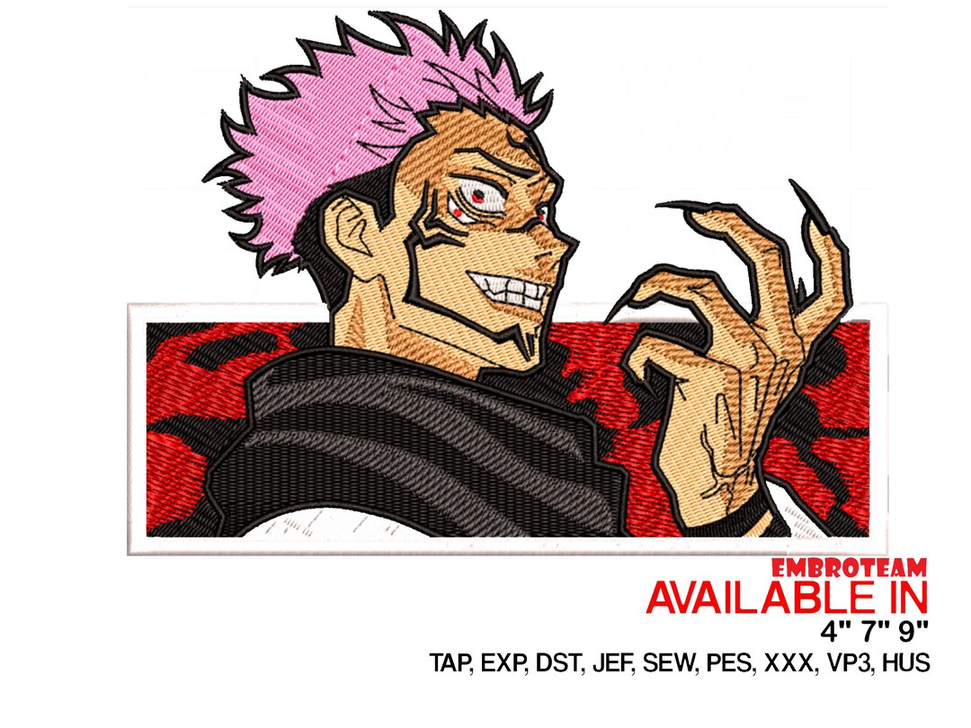 Sukuna Panel Jujutsu Anime Embroidery Machine Design Files / Digital ...