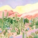 Cactus Desert Poster A5 Pastel Colours Illustration Sunset Landscape ...