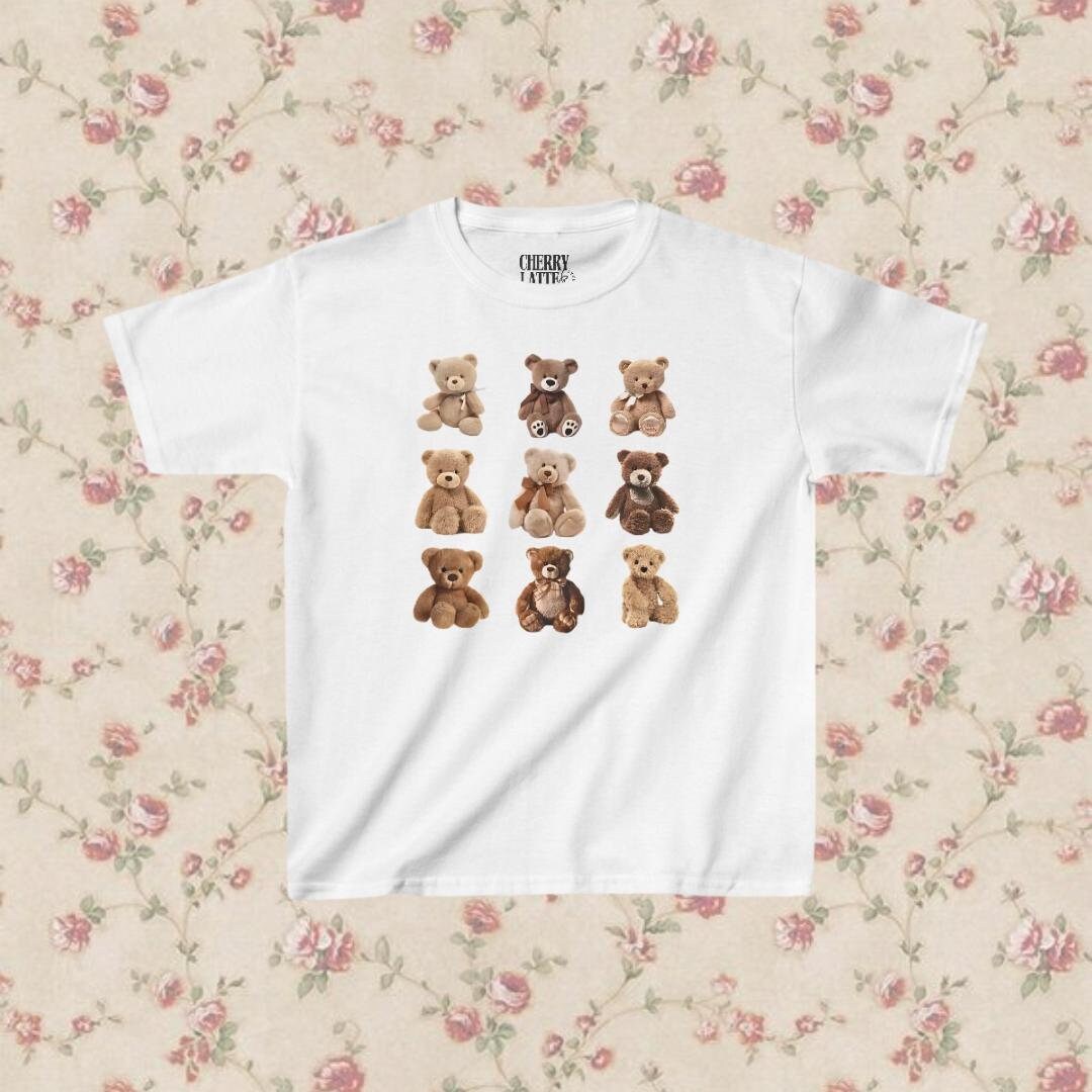 Teddy Bear Baby Tee, 90s Clothing, Coquette Aesthetic, Vintage Graphic ...