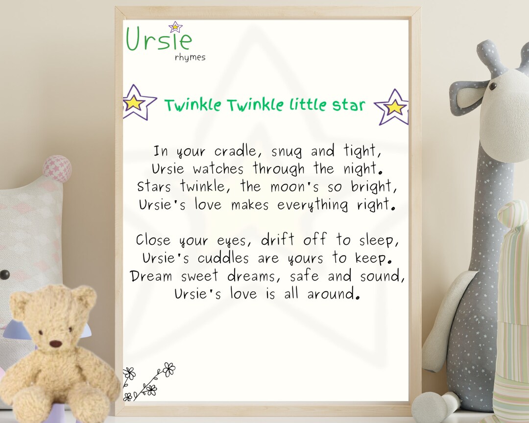 Twinkle Twinkle Little Star Coral Pastel Minimalist Ursie Wall Art Baby ...