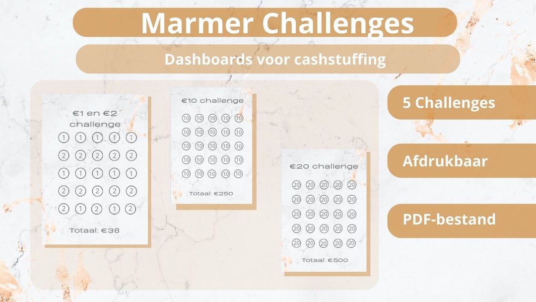 Marble Cash Stuffing Challenges - Etsy