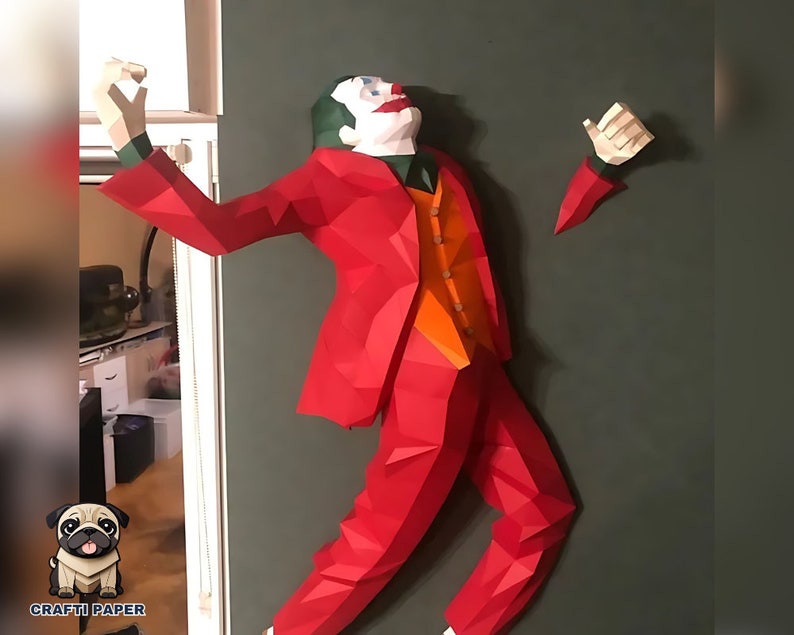 3D Papercraft Joker: Low Poly Room Decor (PDF Template) - Etsy
