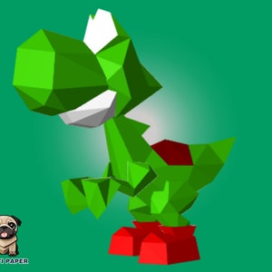 DIY Yoshi Papercraft Template - Fun Paper Model for Mario Fans, Low ...