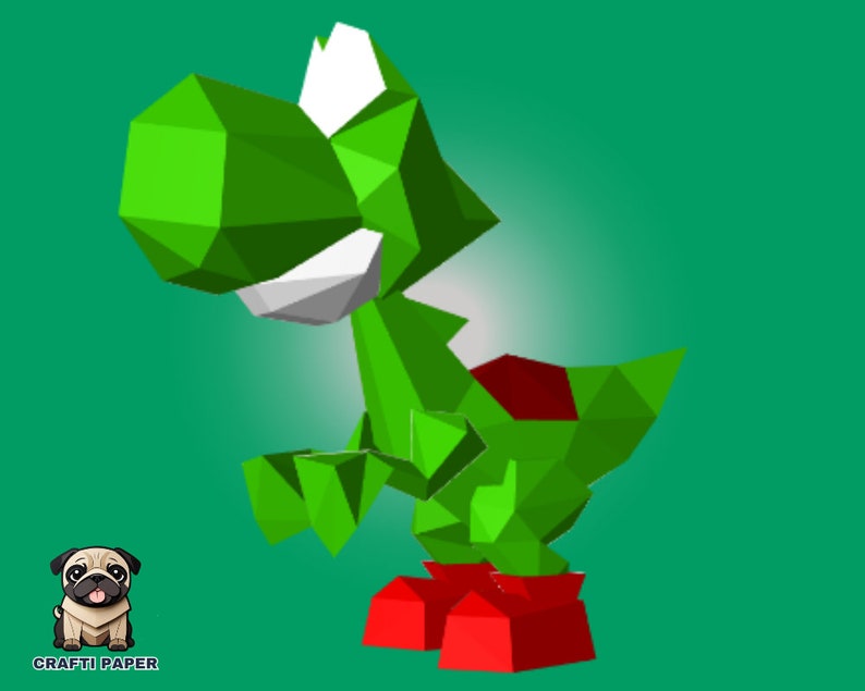DIY Yoshi Papercraft Template - Fun Paper Model for Mario Fans, Low ...
