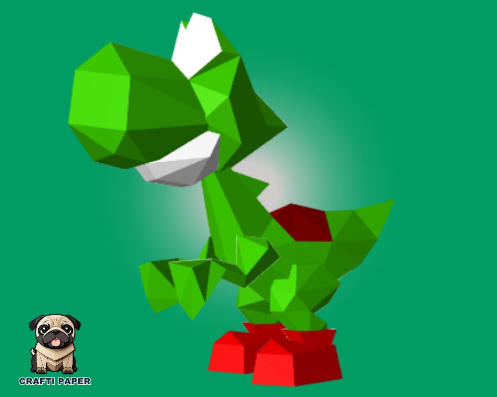 DIY Yoshi Papercraft: Low Poly 3D Model (PDF, DXF) - Etsy