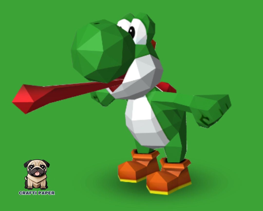 Papercraft Yoshi Template - Fun Paper Model for Mario Fans, Low Poly 3D ...